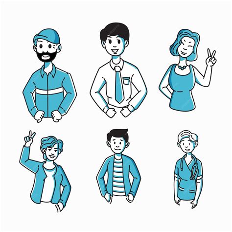 간단한 아바타 세트 프리미엄 벡터