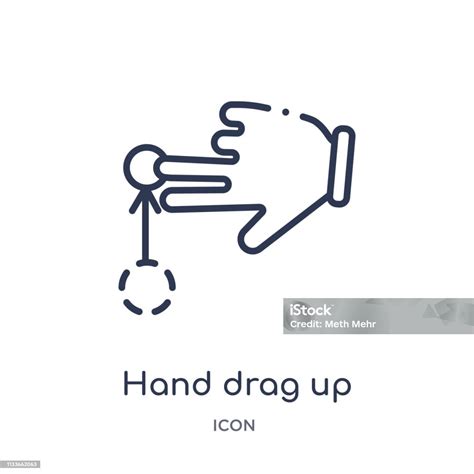 손 및 방명록 윤곽 컬렉션에서 선형 손 드래그 아이콘 얇은 라인 손 흰색 배경에 고립 된 아이콘을 드래그 합니다 손으로 드래그 최신 유행 그림 날씬한에 대한 스톡 벡터 아트