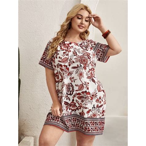 Y723 Simplee Vintage Floral Plus Size Dress Shopee Philippines