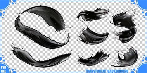 투명 한 배경 에 검은 잉크 스플래시 요소 무료 Psd 파일
