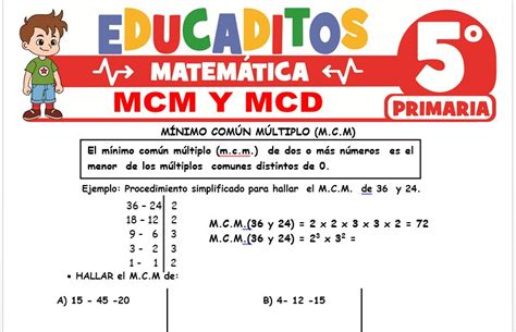 Ejercicios De Mcm Y Mcd Para Primaria Store Valleyglass