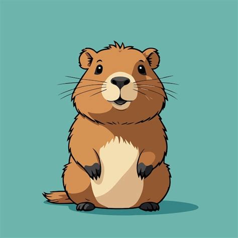 귀여운 카피바라 만화 캐릭터 터 프리미엄 Ai 생성 벡터