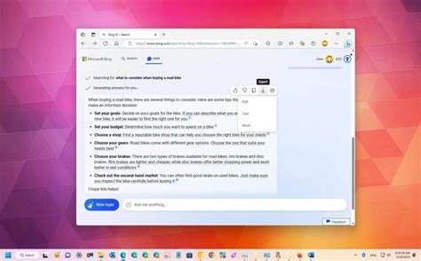 How To Export Responses To Pdf Text Or Word From Bing Chat Ai Pureinfotech