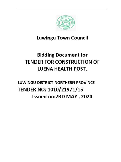 Solicitation Document Construction Of Luena Health Post Pdf