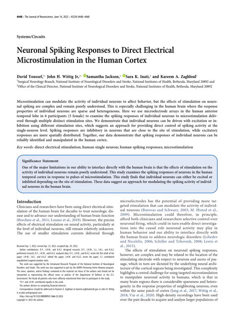 Pdf Neuronal Spiking Responses To Direct Electrical Microstimulation In The Human Cortex