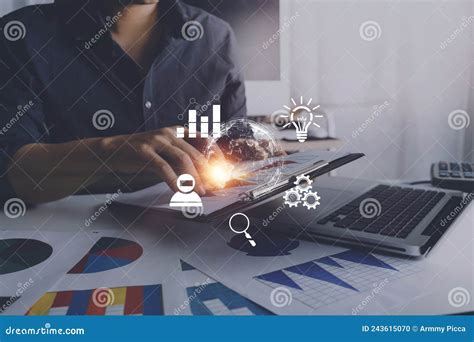 Businessman Holding Global Network Connection Big Data Analytics And