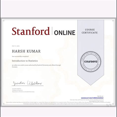 Harsh Kumar On Linkedin Statistics Coursera Stanforduniversity