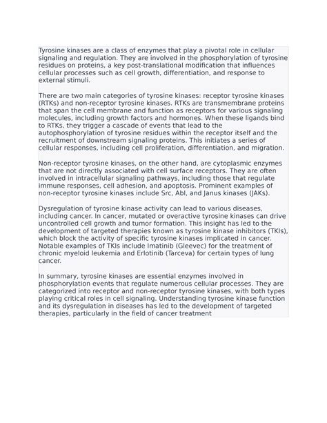 Tyrosine Kinases A Simple Introsummery Tyrosine Kinases Are A