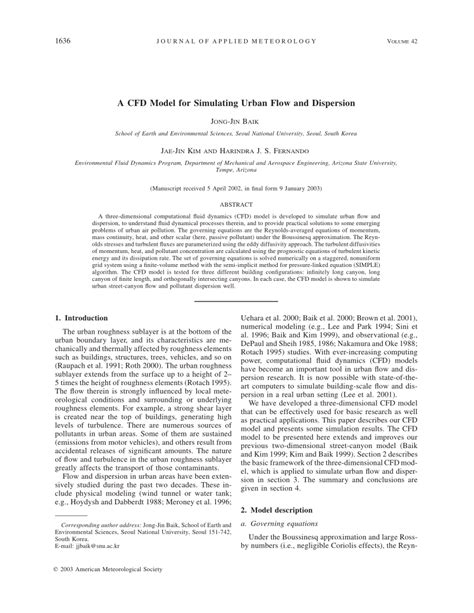 Pdf A Cfd Model For Simulating Urban Flow And Dispersion