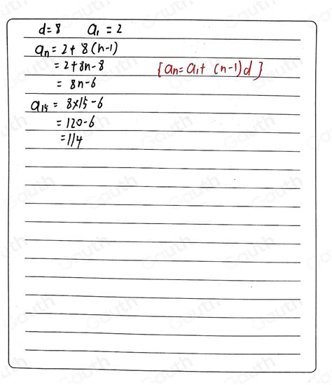 Solved Find The 15th Term Of The Arithmetic Sequence Whose Common