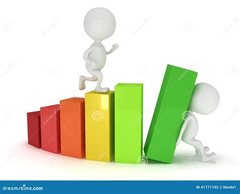 3d Colored Bar Graph And Running Man Stock Illustration Illustration