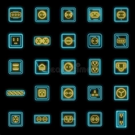 Electric Power Socket Icons Set Vector Neon Stock Illustration Illustration Of Strip Isolated