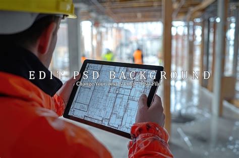 Construction Worker Using A Tablet Premium Ai Generated Psd