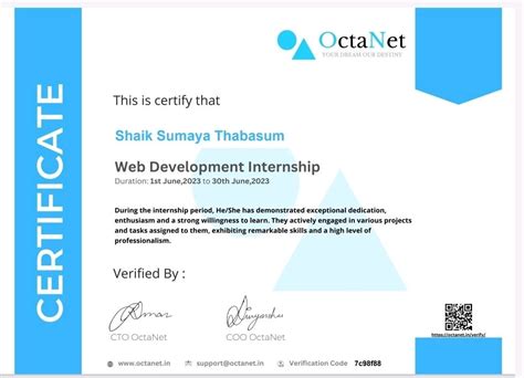 sk sumaya thabasum on linkedin internship webdevelopment octanet