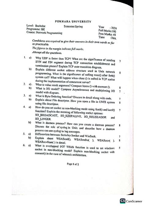 Network Programming Notes Be 2024 Pokhara University Studocu