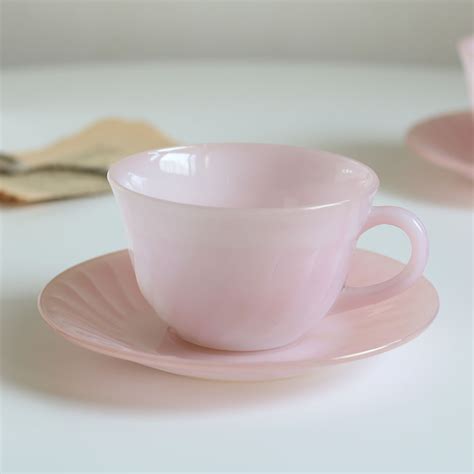 파이어킹 빈티지 파이어킹 핑크 스월 컵앤소서 빈티지 찻잔 빈티지 그릇 위시버킷