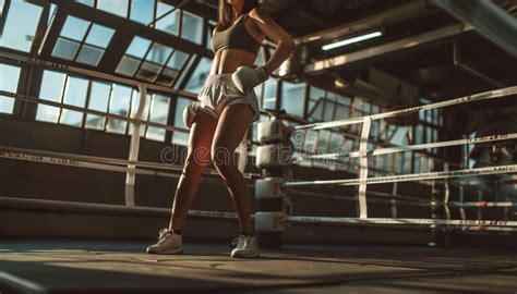 Athletic Woman In Boxing Ring Stock Illustration Illustration Of