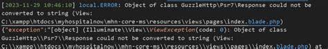 Error Object Of Class Guzzlepsr7response Could Not Be Converted