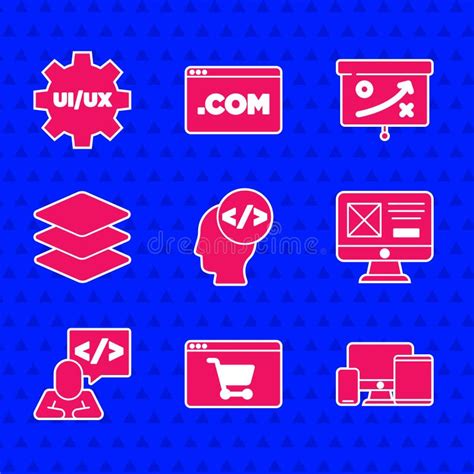 Set Front End Development Online Shopping Screen Monitor Mobile Tablet Ui Ux Design Layers