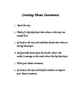 Steps To Writing A Theme Statement By MsLiteracy TpT
