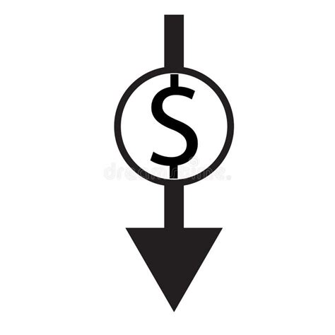 Cost Reduction Icon Dollar Price Decrease Arrow Symbol Business Sale Sign Illustration Stock