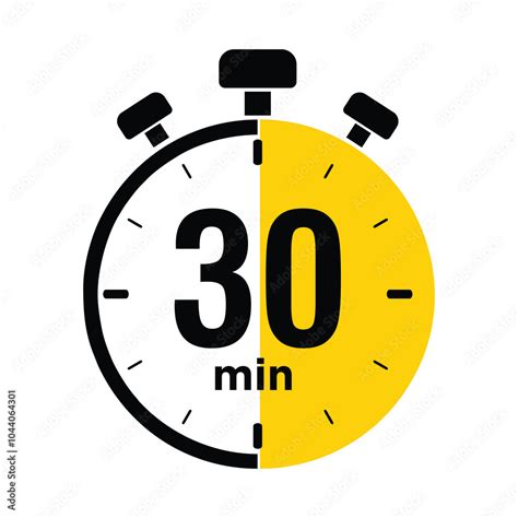 30 Minute Timer Clock Stopwatch Isolated Icons Countdown Timer