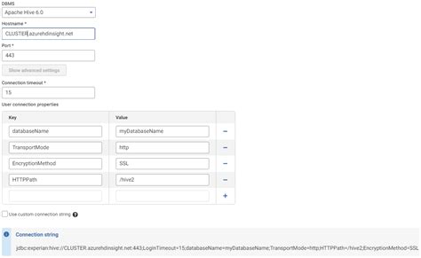 unable to connect hdi cluster from experian production server