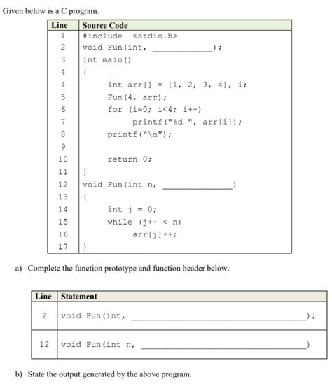 Solved 5 Given Below Is A C Program Line Source Code 1