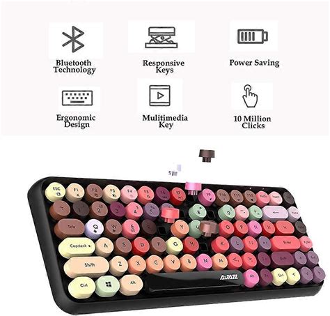 Felicon 308i Retro Wireless Keyboard Bluetooth Silent Cute Computer Keyboard With Round Punk