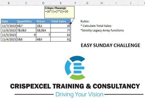 Excel Challenges CrispExcel Training Consulting