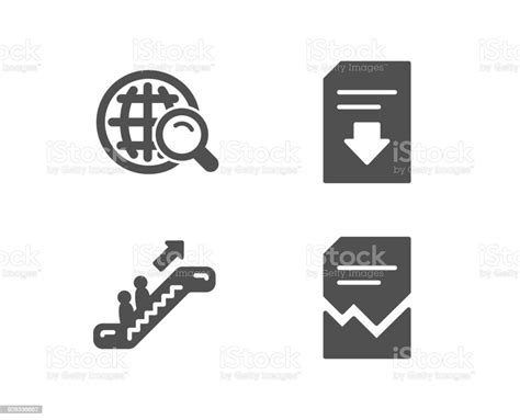 인터넷 검색 에스컬레이터 및 다운로드 파일 아이콘입니다 손상 된 파일 부호입니다 웹 파인더 엘리베이터 부하 문서입니다 고급에 대한 스톡 벡터 아트 및 기타 이미지 Istock