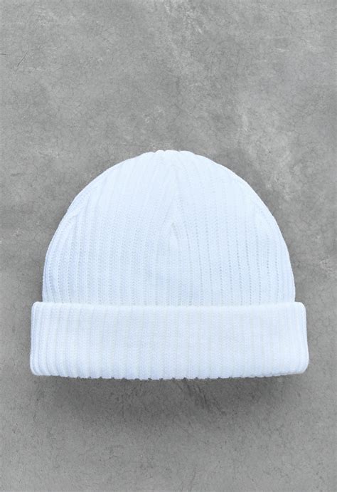 Шапка біні чоловіча Staff2 White біла однотонна тепла молодіжна з відворотом ціна