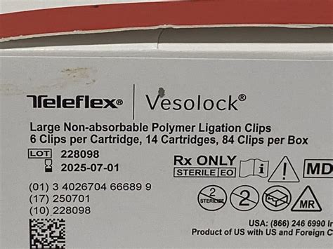New Teleflex Box Of 14 Vesolock Polymer Ligating Cartridges Large 6