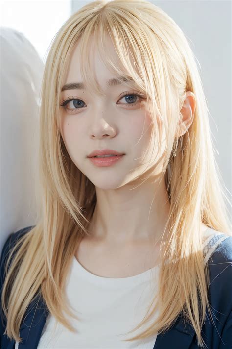 A Woman With Long Blonde Hair And Blue Eyes Posing For A Picture