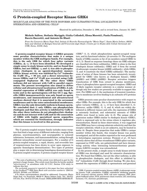 Pdf Protein Coupled Receptor Kinase Grk4 Molecular Analysis Of The