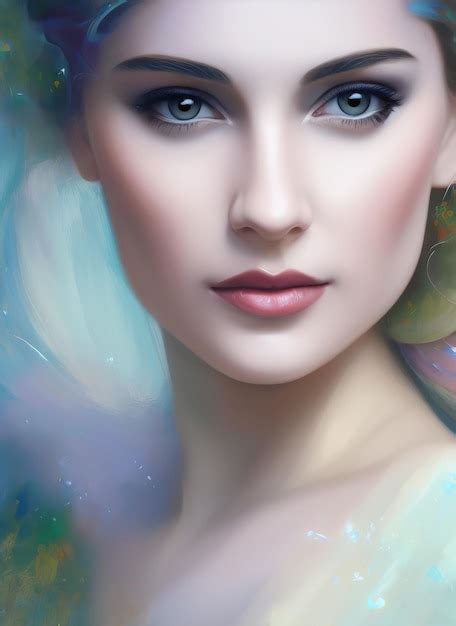 Pintura Colorida Do Rosto De Uma Mulher Bonita Retrato De Uma Mulher