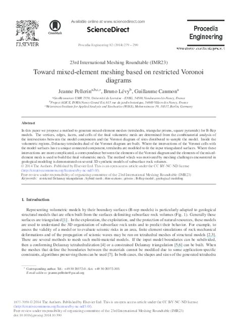 Pdf Toward Mixed Element Meshing Based On Restricted Voronoi Diagrams Guillaume Caumon