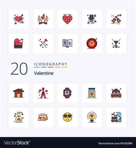 20 Valentine Line Filled Color Icon Pack Like Vector Image