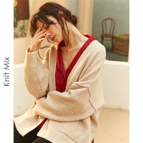 Knit Mix毛衣女2023年新款秋冬季慵懒风宽松外穿百搭针织开衫外套虎窝淘