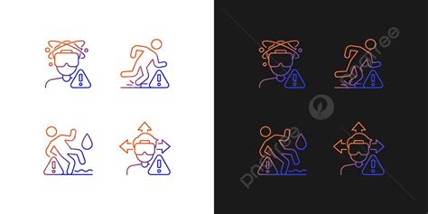 Set Of Vr Caution Gradient Icons With Manual Labels For Light And Dark