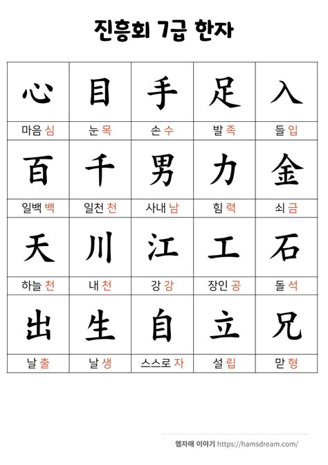 진흥회 한자 7급 안내 및 7급 한자 벽보 공유대상한자 기출문제 진흥회 한자 7급 안내 및 7급 한자 벽보 공유대상한자 기출문제