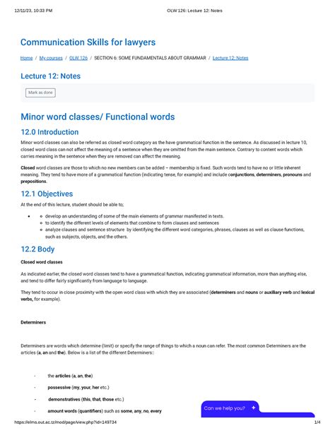 olw 126 lecture 12 notes lecture 12 notes mark as done minor word