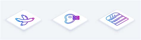 세트 이소메트릭 라인 크로스 소시지 신선한 냉동 스테이크 고기와 햄버거 흰색 정사각형 버튼 벡터 3차원 형태에 대한 스톡 벡터 아트 및 기타 이미지 Istock