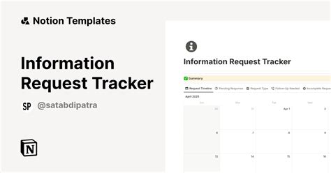 Information Request Tracker Template Notion Marketplace