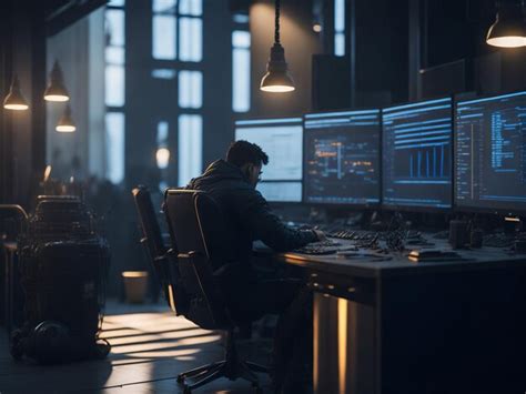 Premium Ai Image Stock Market Day Trader Working On Computer With