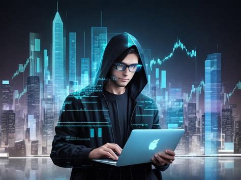Premium Photo Hacker Using Computer With Stock Charts And Business Statistics Hologram Hacking
