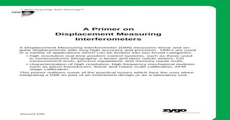 Pdf A Primer On Displacement Measuring Interferometers · 4 A Primer On Displacement Measuring