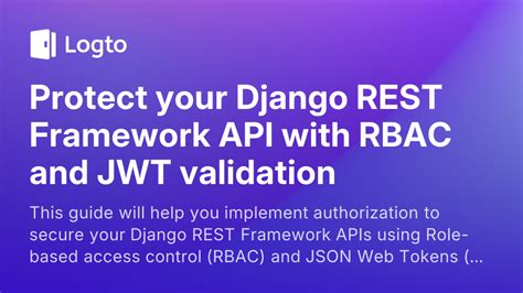 Protect Your Django Rest Framework Api With Rbac And Jwt Validation