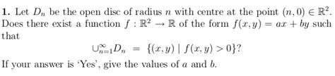real analysis existence of a linear function from mathbb{r} 2
