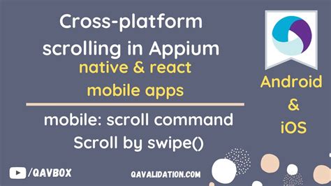 Cross Platform Scrolling In Appium Using Mobile Scroll Command Using Swipe Youtube